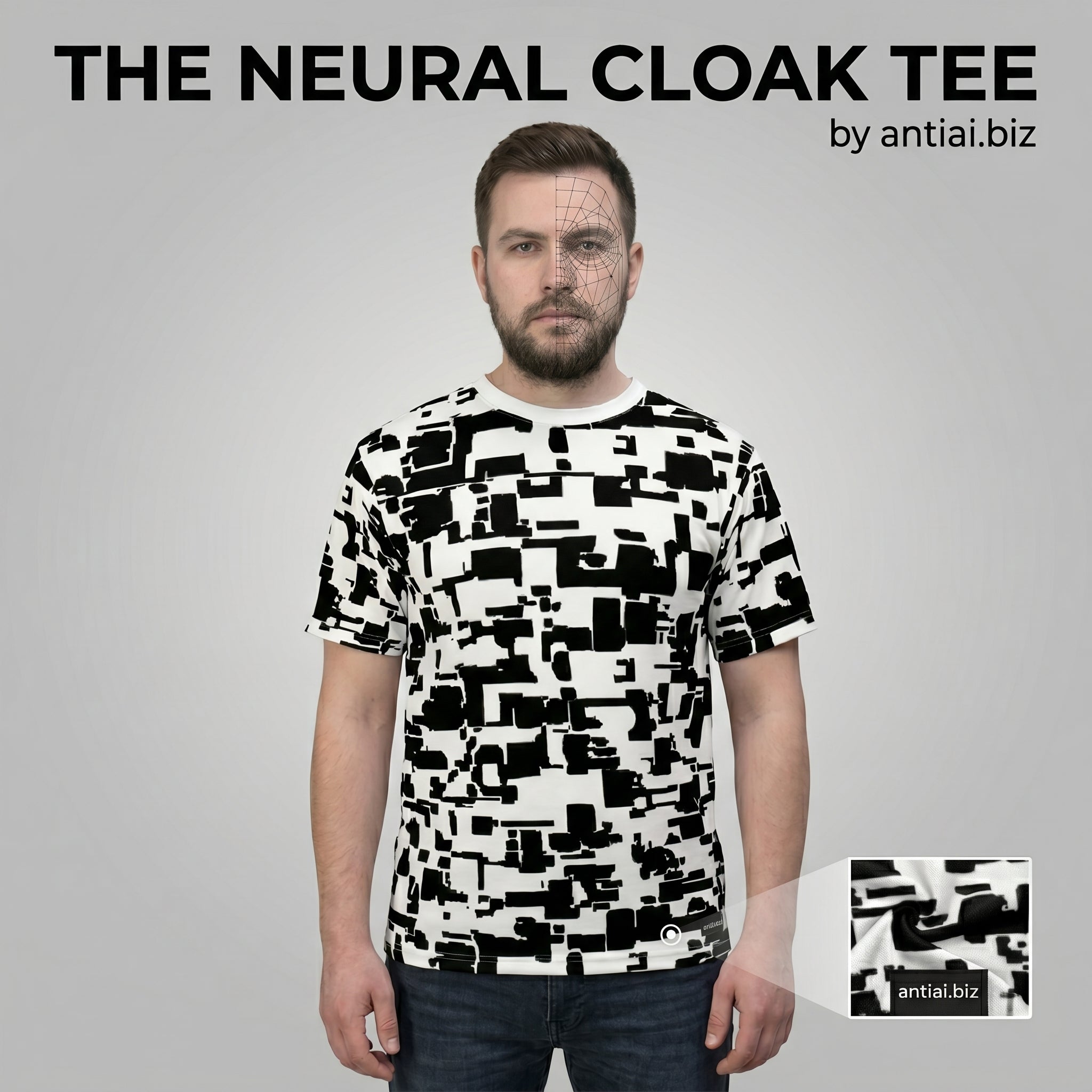 Anti Facial Recognition T Shirt | Adversarial Pattern Tee – AntiAi Clothing
